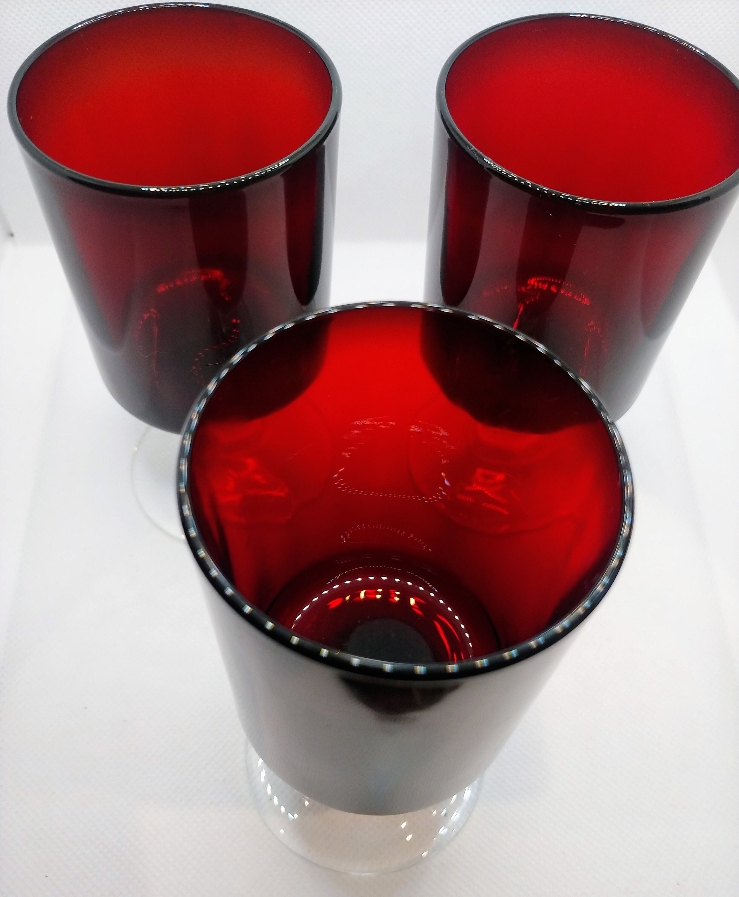 Vintage Luminarc Arcoroc Ruby Red Glasses With Footed Stem - Etsy