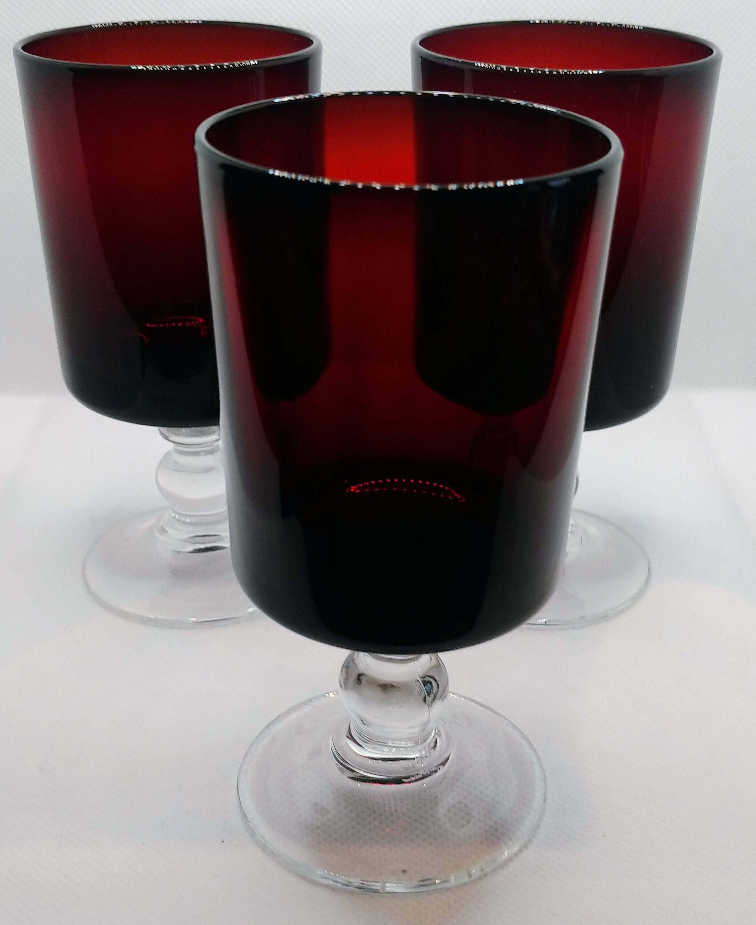 Vintage Luminarc Arcoroc Ruby Red Glasses With Footed Stem - Etsy