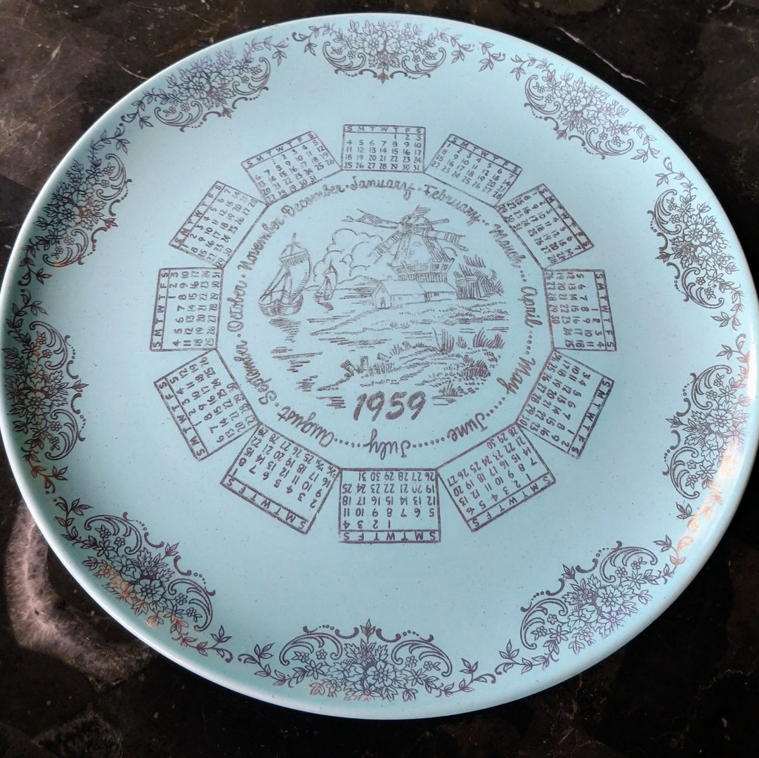 Vintage Taylor Smith Turquoise 1959 Calendar Plate - Etsy
