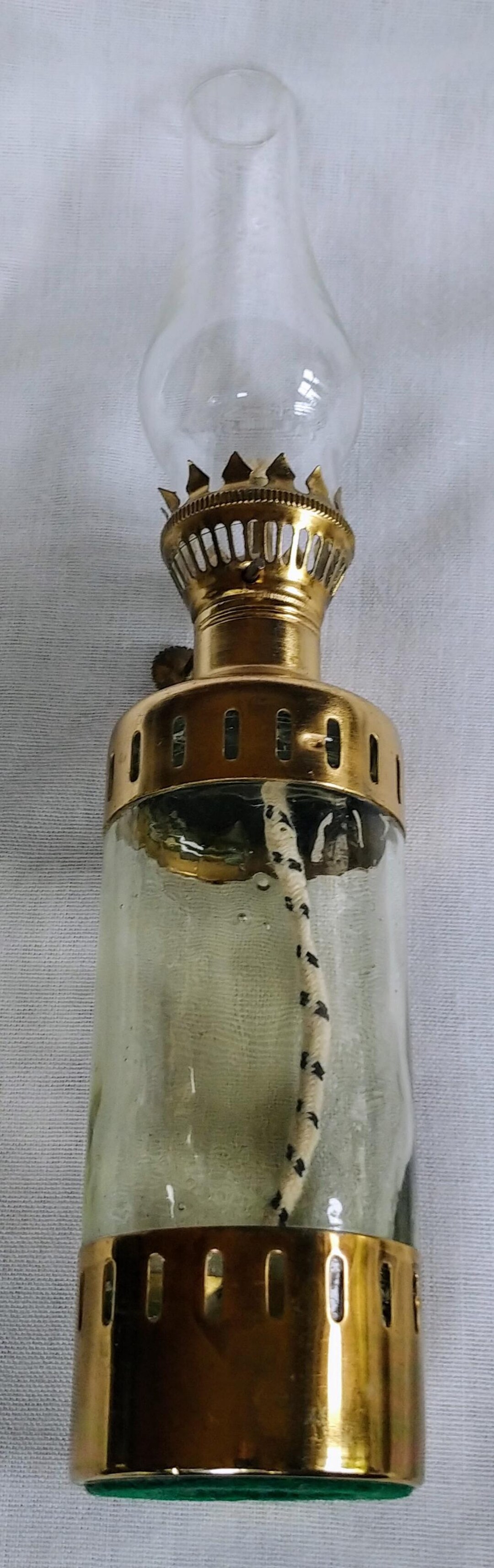 Vintage Miniature Glass Oil Lamp: Hong Kong Brass Accent Decor - Etsy