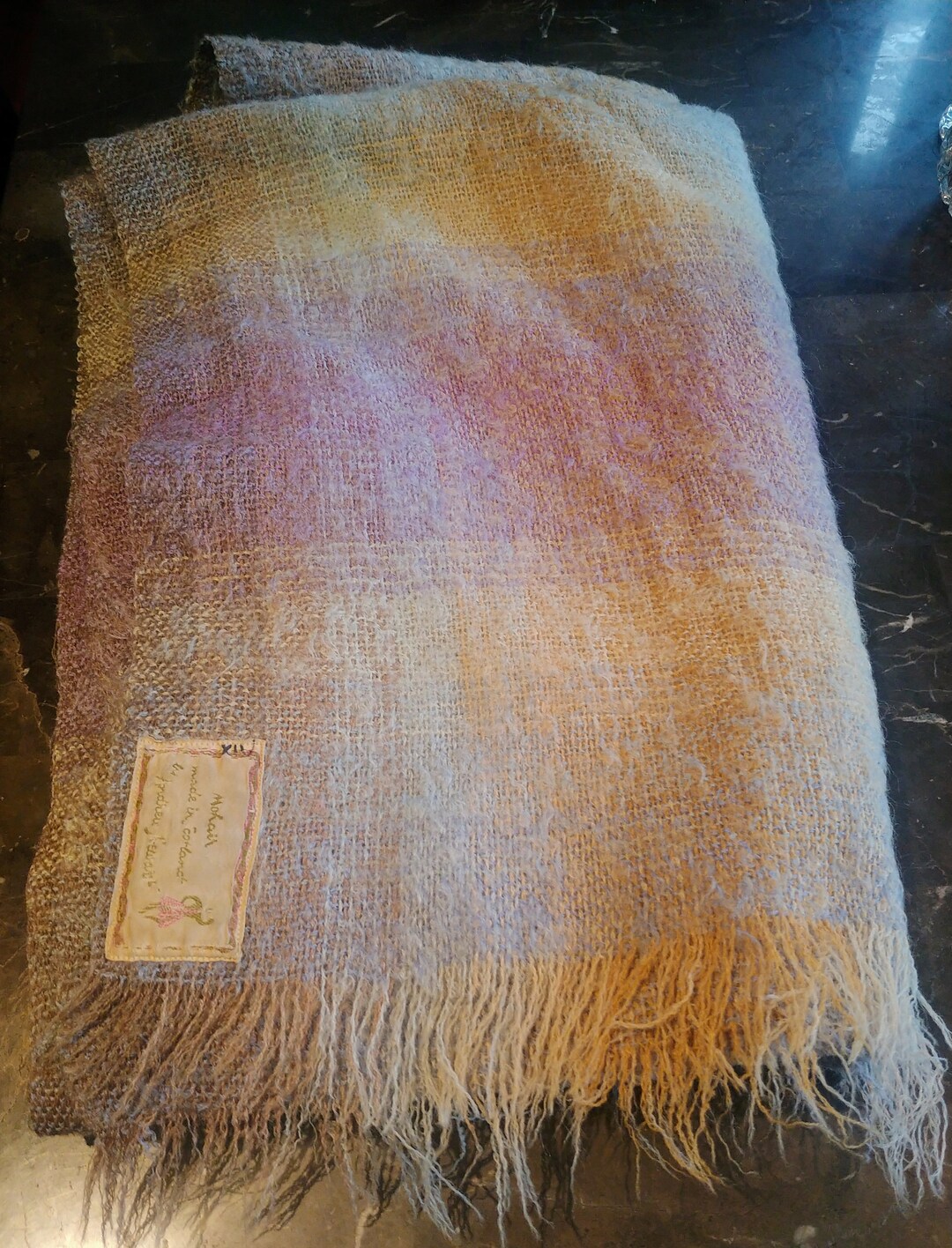 Vintage Mohair Andrew Stewart Blanket Made in Scotland, Pastel Tv Throw ...