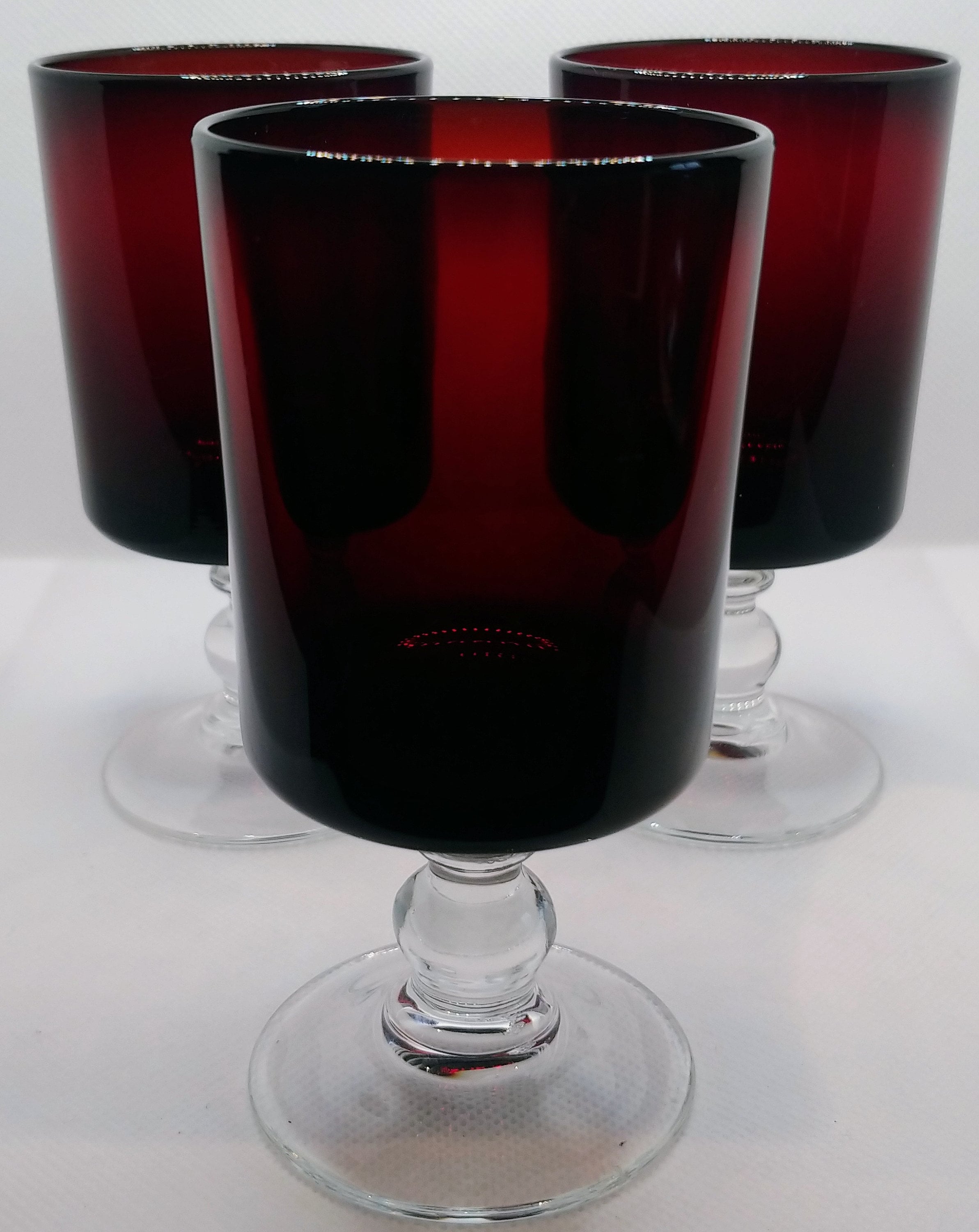Vintage Luminarc Arcoroc Ruby Red Glasses With Footed Stem - Etsy