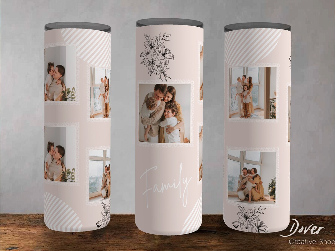 Family Photo Collage Tumbler Template: 20oz Skinny Tapered PNG (digital ...