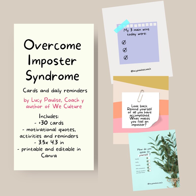 Editable Imposter Syndrome Self Care Card Deck Canva Template - Etsy