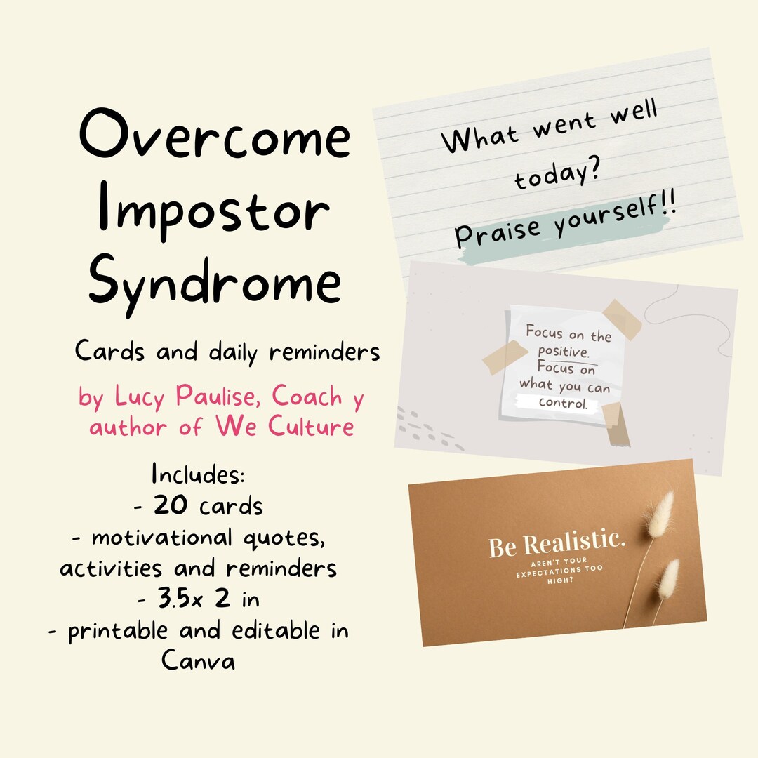 Editable Imposter Syndrome Self Care Card Deck Canva Template - Etsy