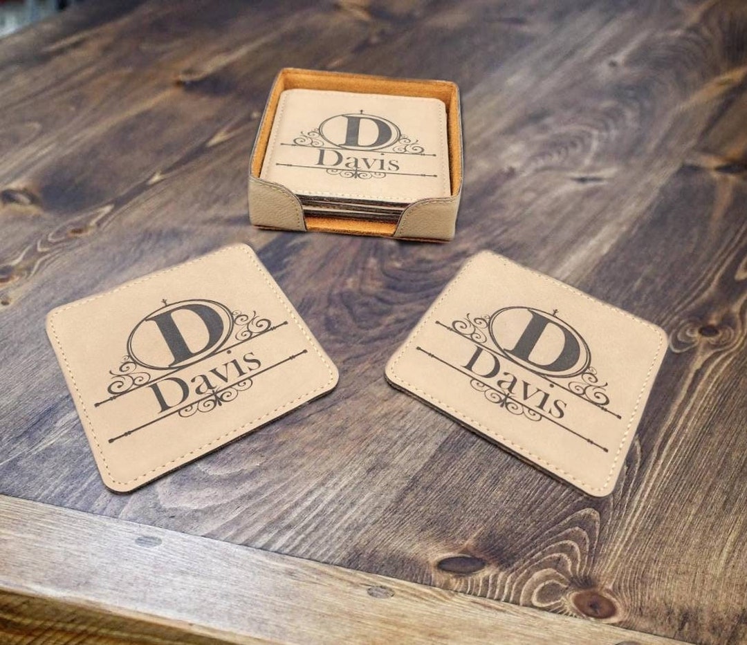 Square Coaster Set, 6 Pcs, Custom Engraved, Gift, Home Decor, Wedding ...