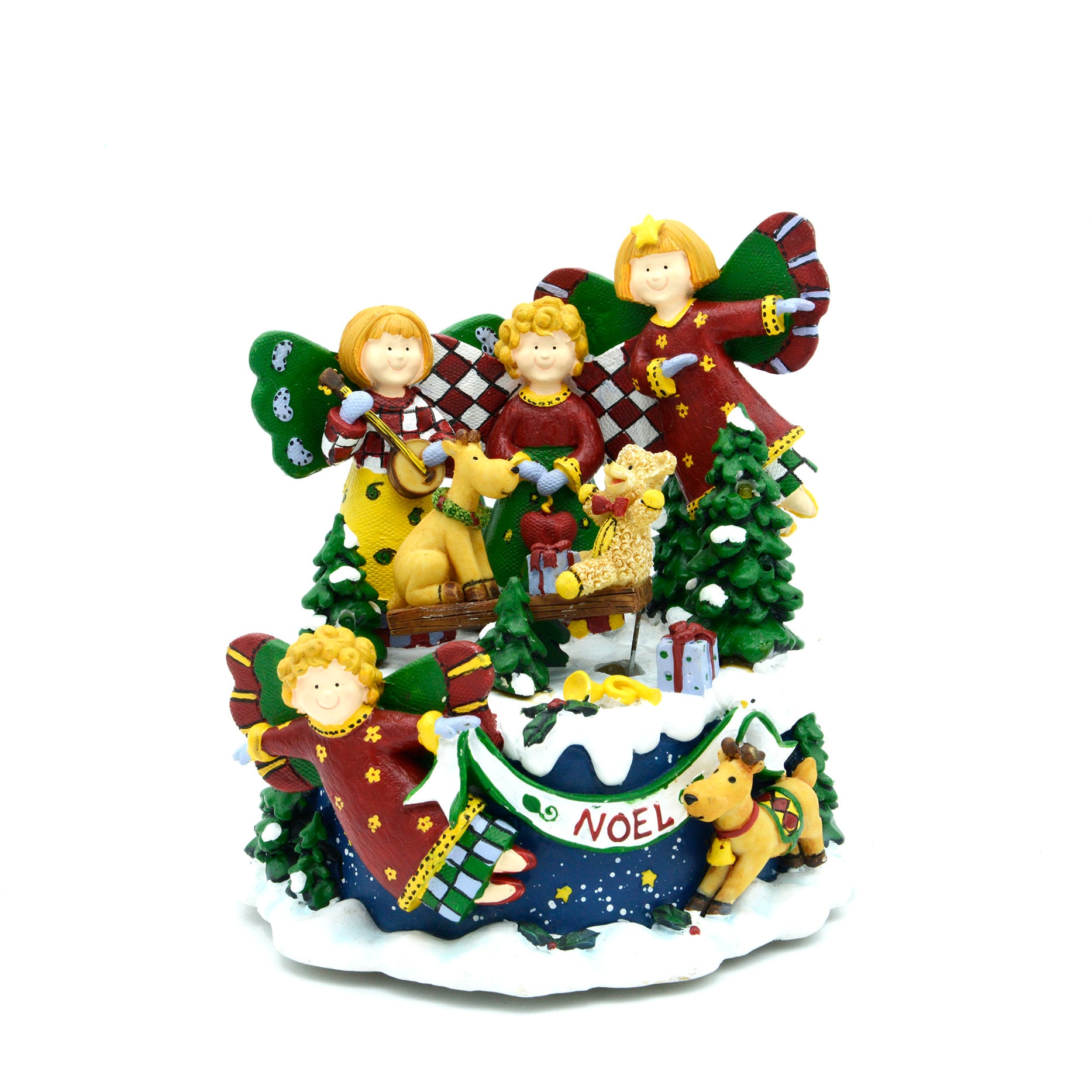 Vintage Angels and Reindeer Wind up Musical Holiday Decoration ...