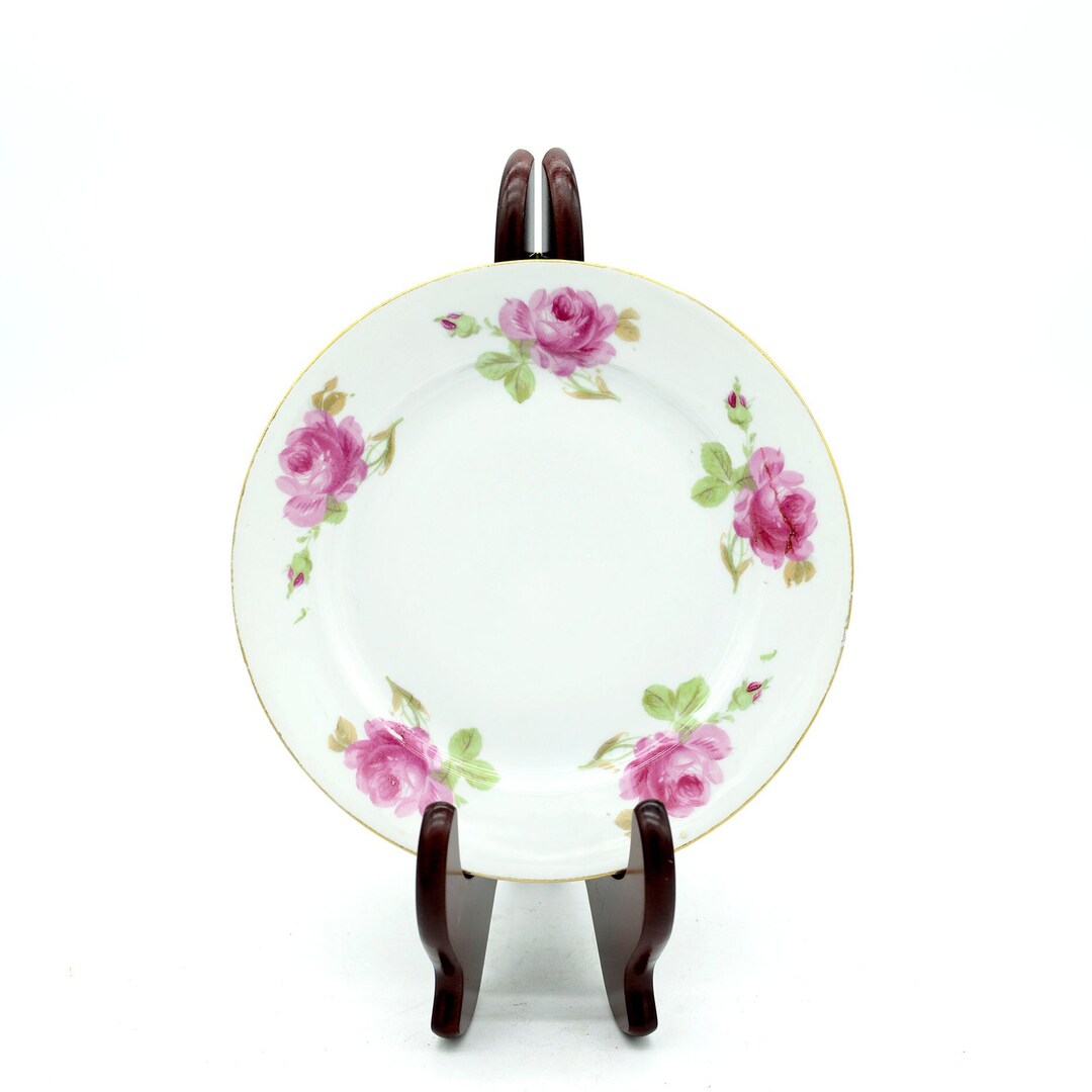 Pink Rose China Plate, Vintage Floral Dessert Plate, Cottagecore Table ...