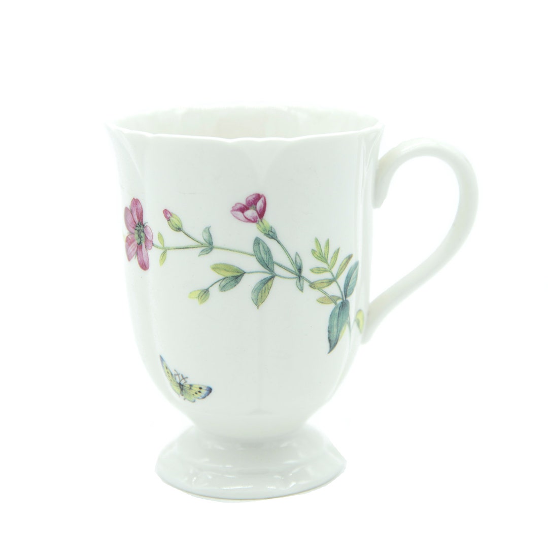 Floral Pedestal Mug, Vintage Nantucket Home Coffee Cup, Cottagecore ...