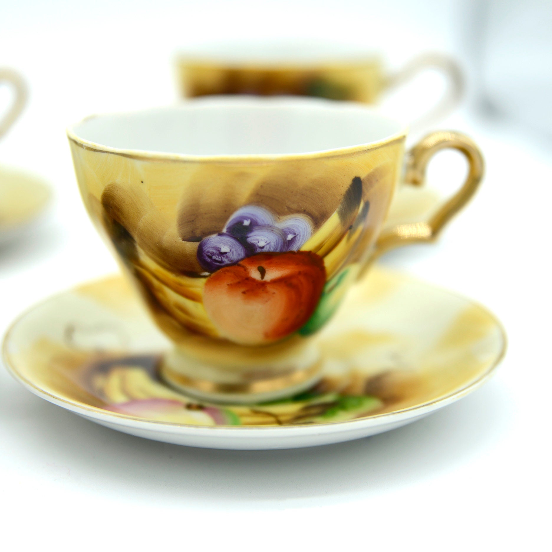 Enesco Mini Tea Cup and Saucer Set of Four Fruit Design Tea Cups ...