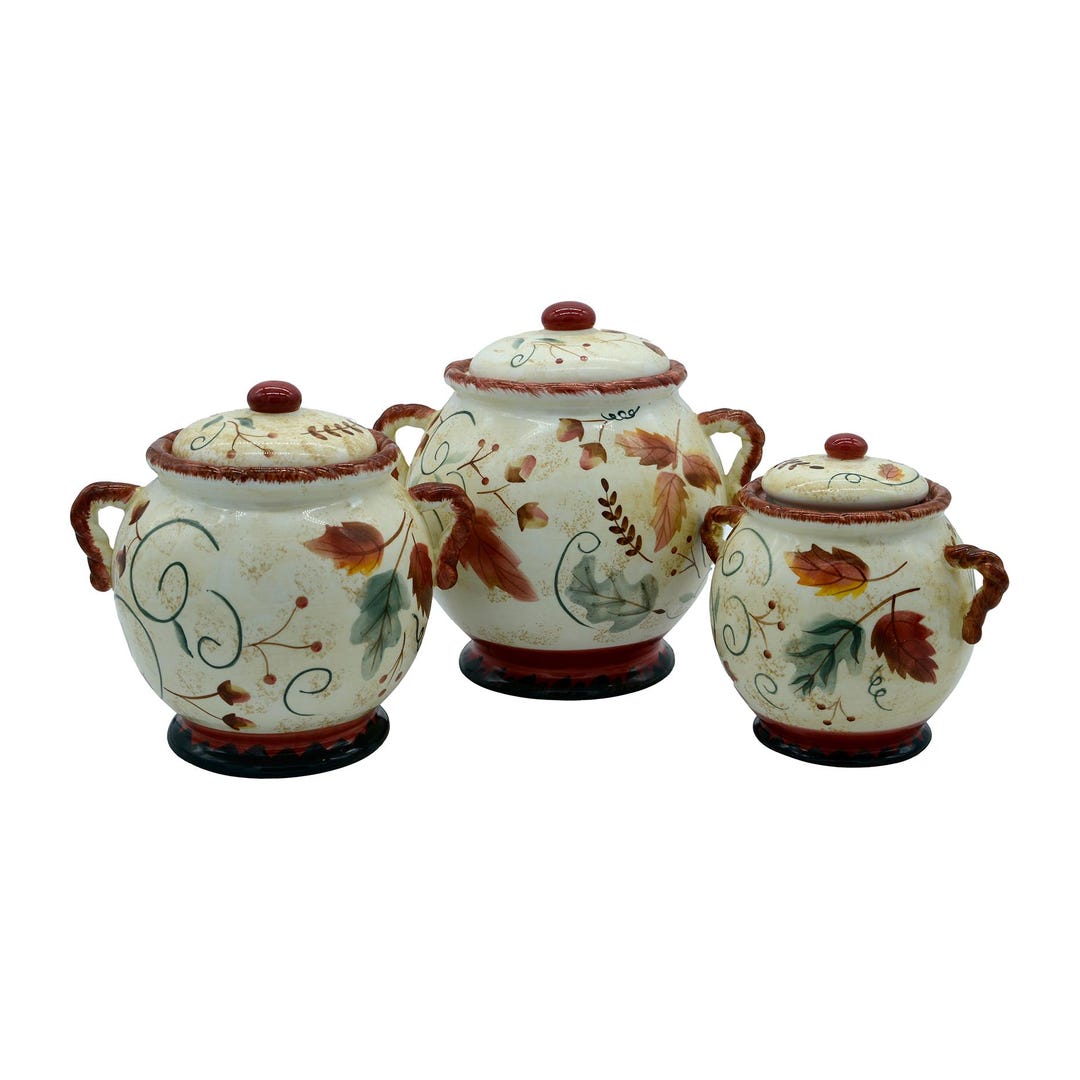 Ceramic Cookie Jars Canister Set, Fall Farmhouse Kitchen, Casual ...