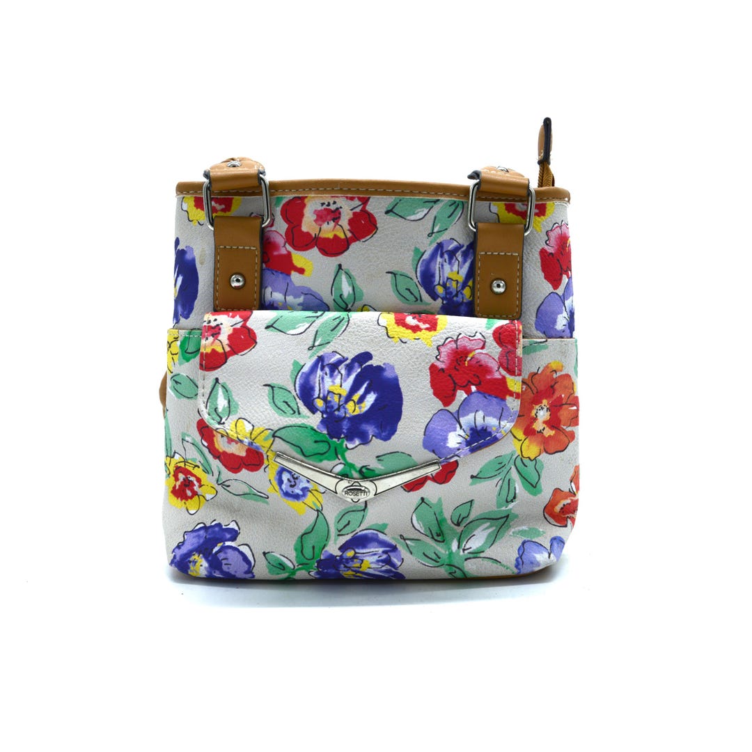 Vintage Rosetti Floral Handbag, Braided Strap Purse With Bold Pansy ...