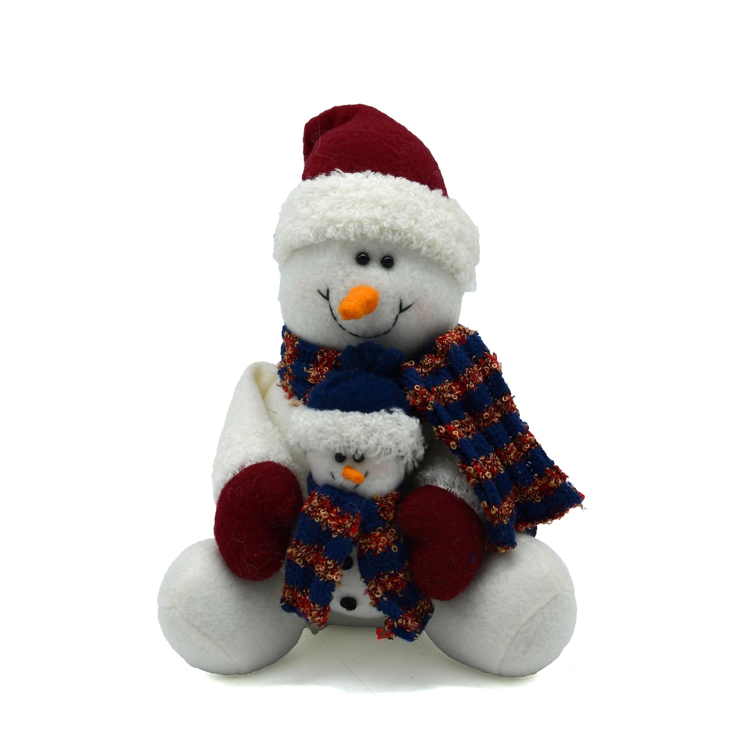 Snowman Plush Christmas Decor, Parent & Child Snowmen, Winter Shelf ...