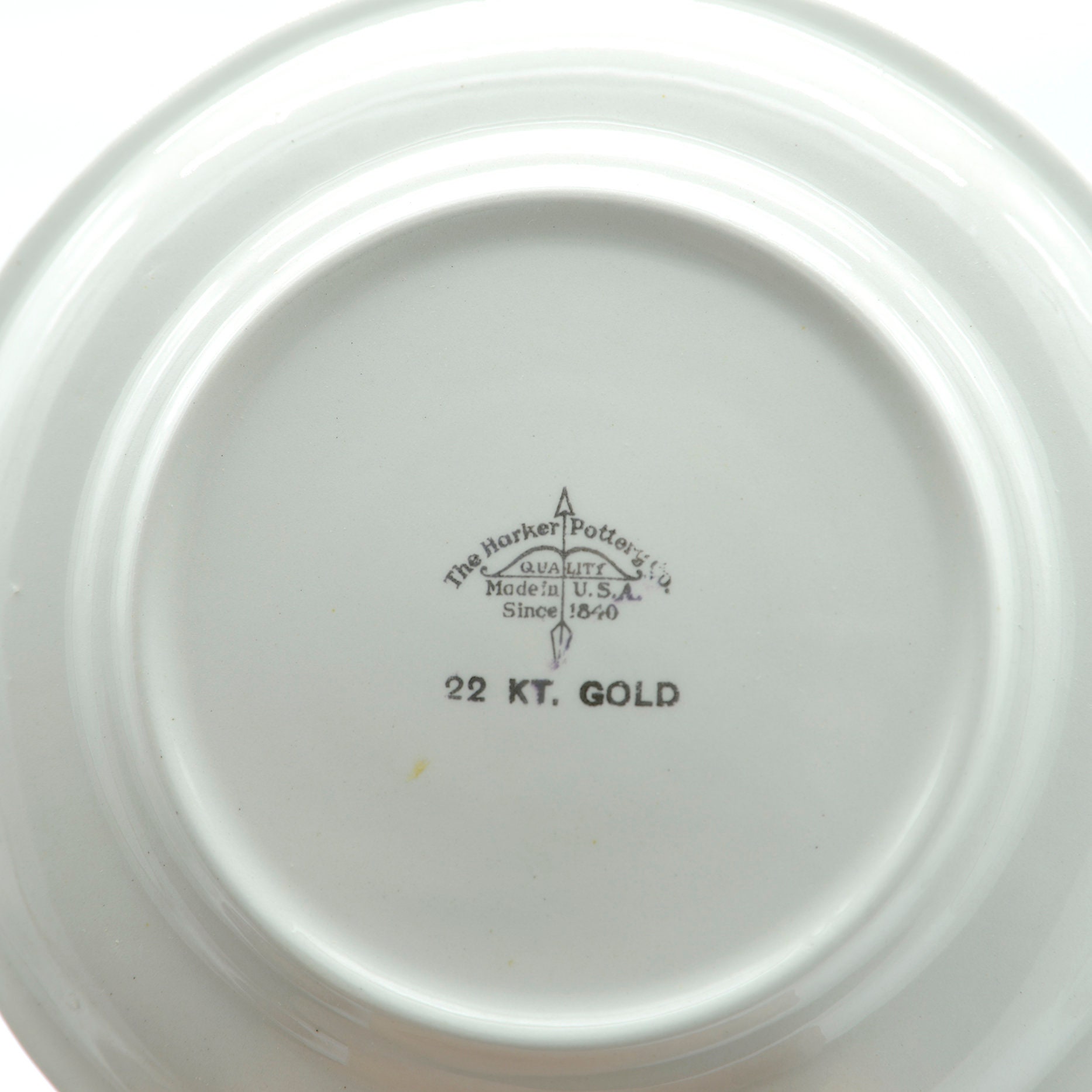 Vintage Harker Pottery Teal Rose Salad Dessert Plates | 22 Karat Gold ...