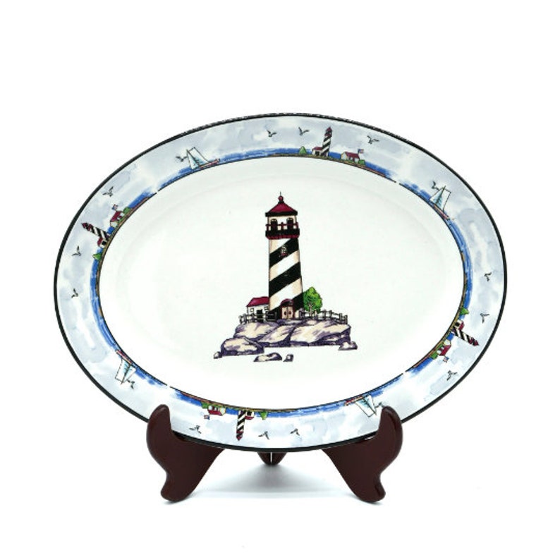 Vintage Coastal Lighthouse Dinnerware by Totally Today, Nautical ...