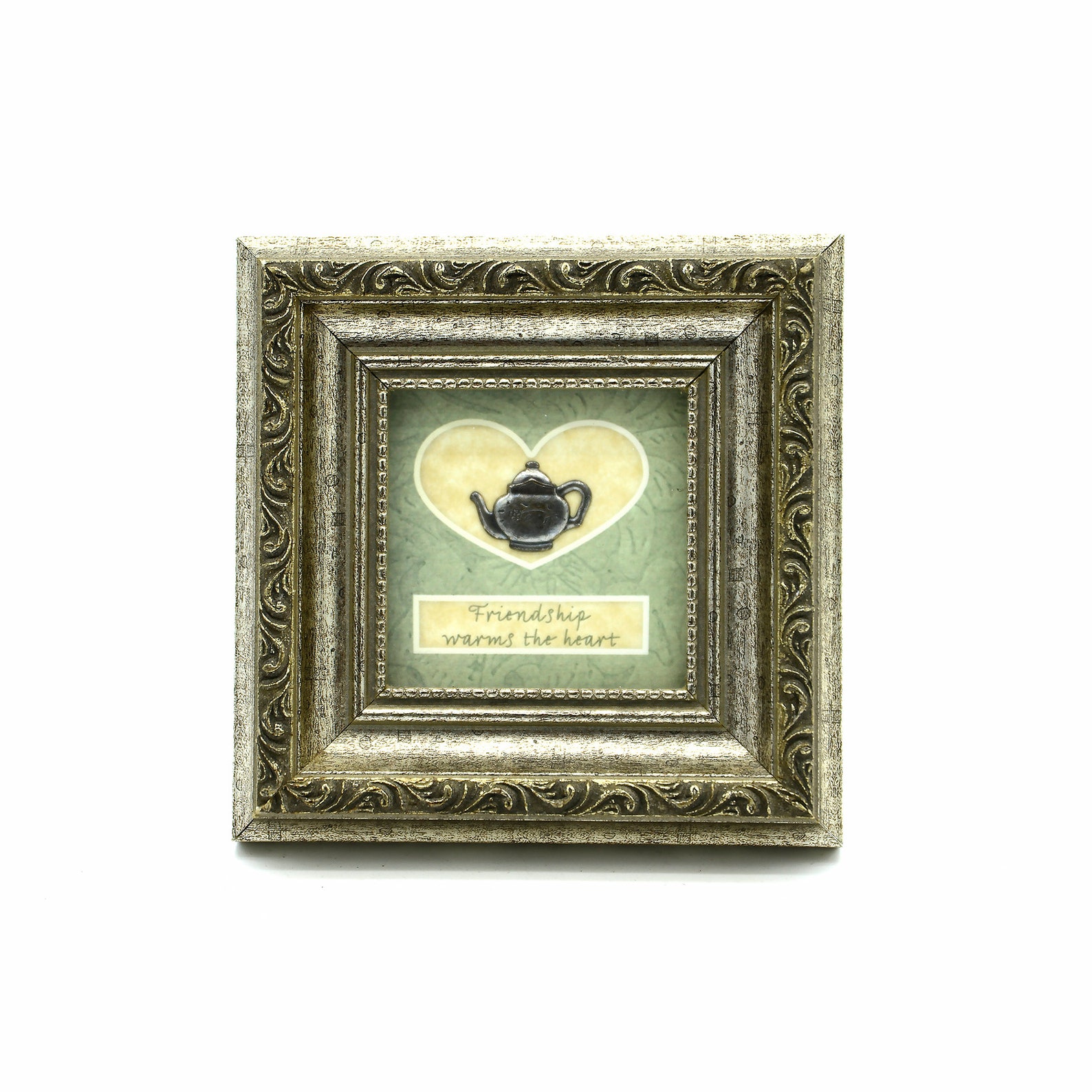 Vintage Gold Framed Teapot Wall Plaque Friendship Warms the Heart Small ...