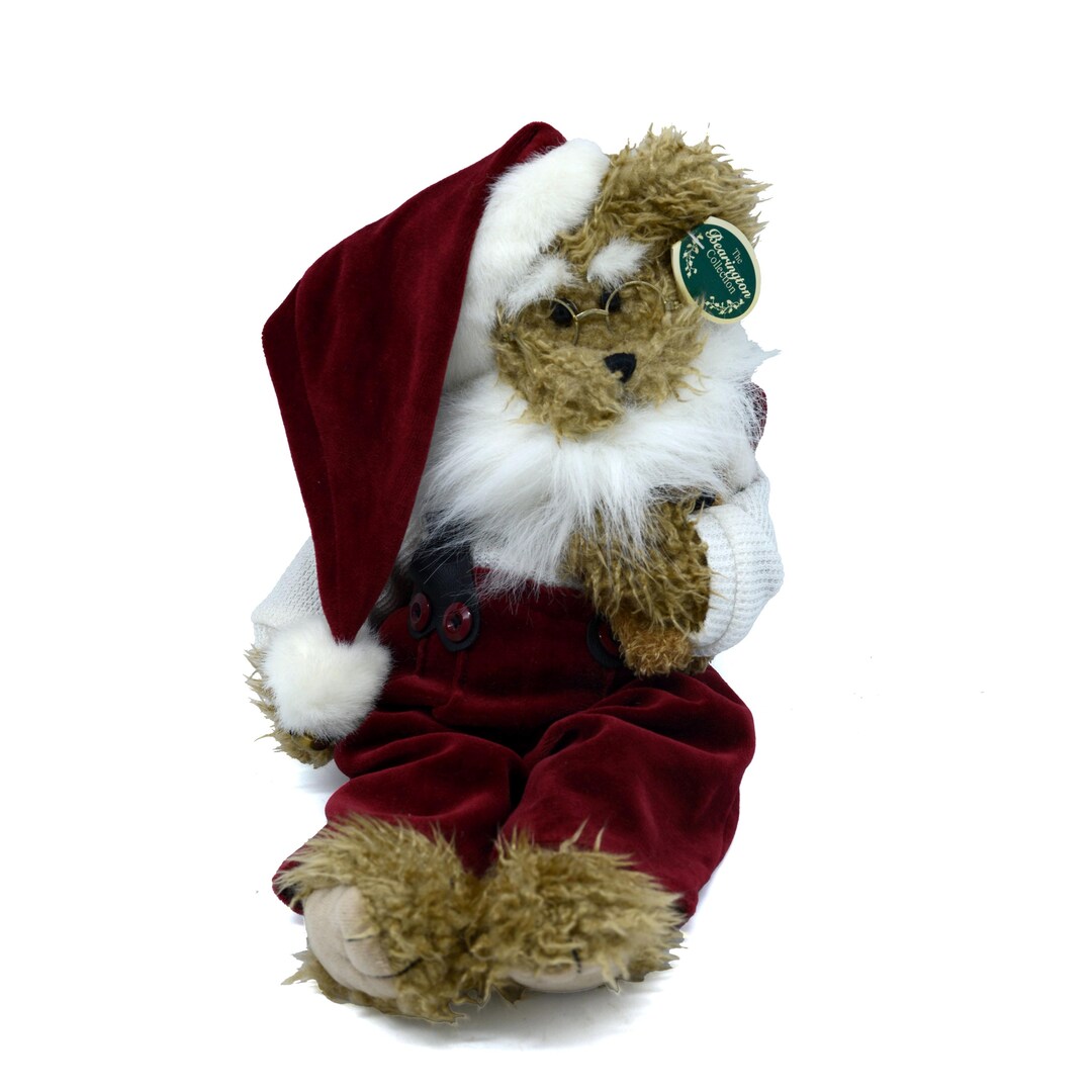 Bearington Kris Kringle Teddy Bear, Vintage Santa Plush, Rustic ...