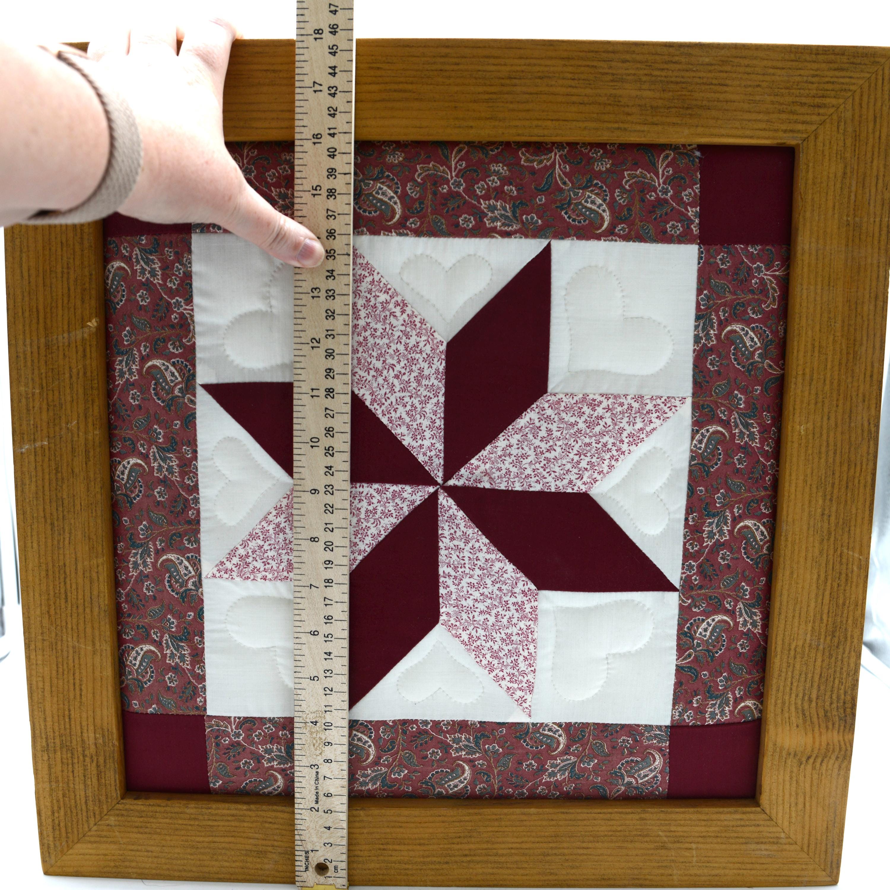 Framed Quilt Wall Art, Barn Quilt Decor, Cottagecore Wall Hanging, Star ...