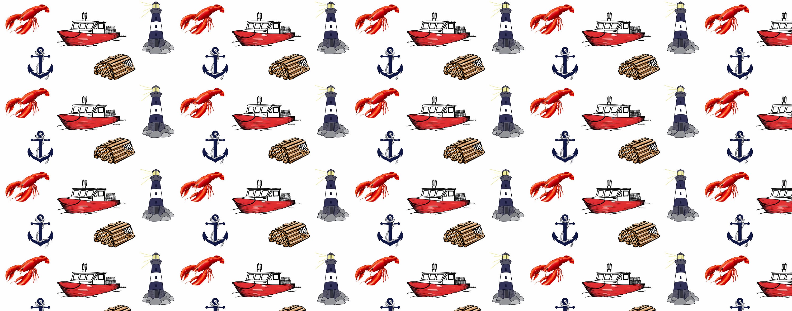 Coastal Lighthouse Wrapping Paper, Lobster Fishing Gift Wrap, Nautical ...
