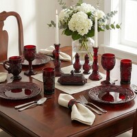 Octagonal Ruby by Independence Glass - 18 Pieces of Vintage Red ...