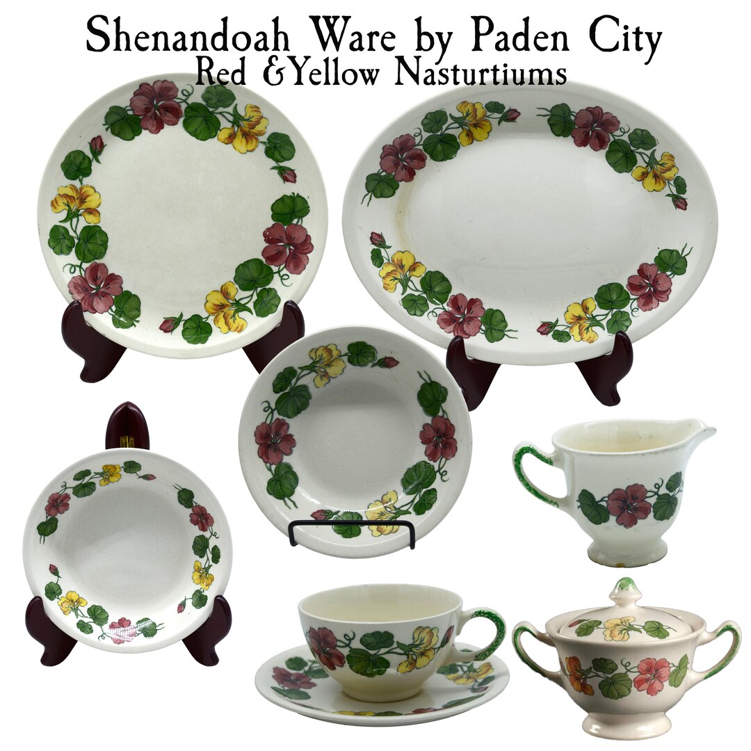 Mid Century Modern Pottery, Vintage Floral Dinnerware Set, Shenandoah ...