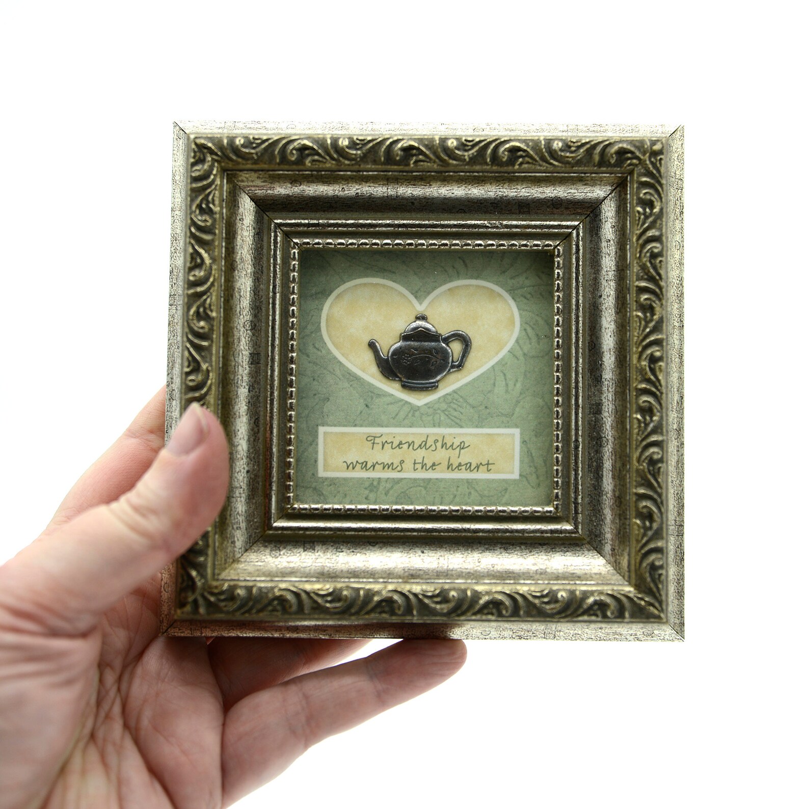Vintage Gold Framed Teapot Wall Plaque Friendship Warms the Heart Small ...