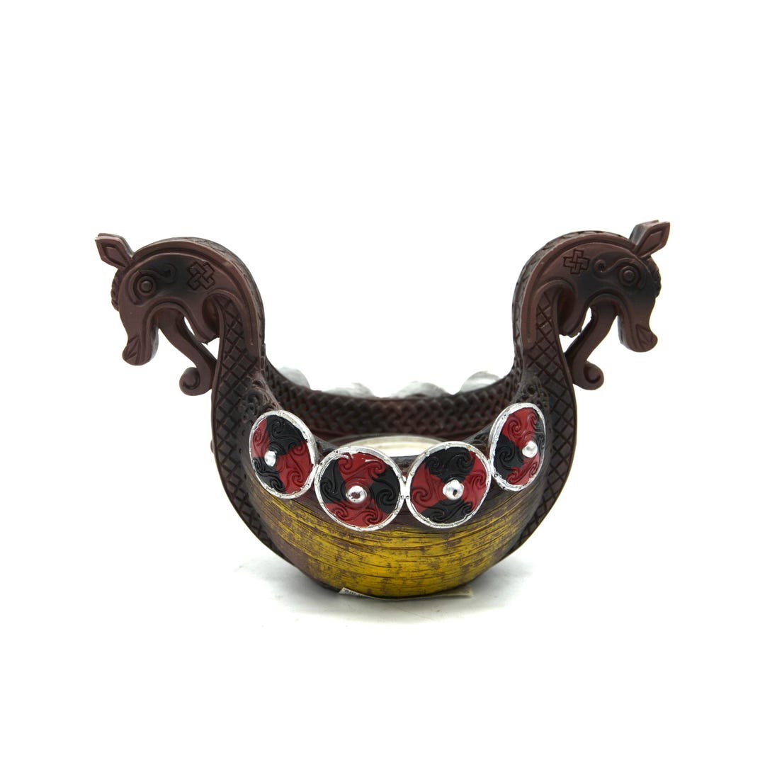 Viking Ship Tealight Holder, Norse Mythology Decor, Fantasy Candle ...