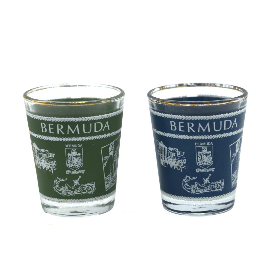 Vintage Bermuda Shot Glasses, Midcentury Souvenir Drinkware, Tropical ...