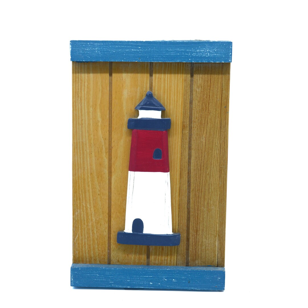 Coastal Lighthouse Wall Decor, Nautical Red White and Blue Wall Art ...
