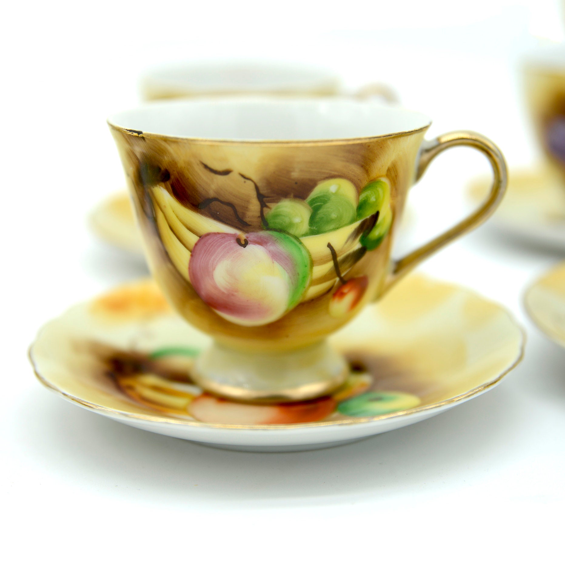 Enesco Mini Tea Cup and Saucer Set of Four Fruit Design Tea Cups ...