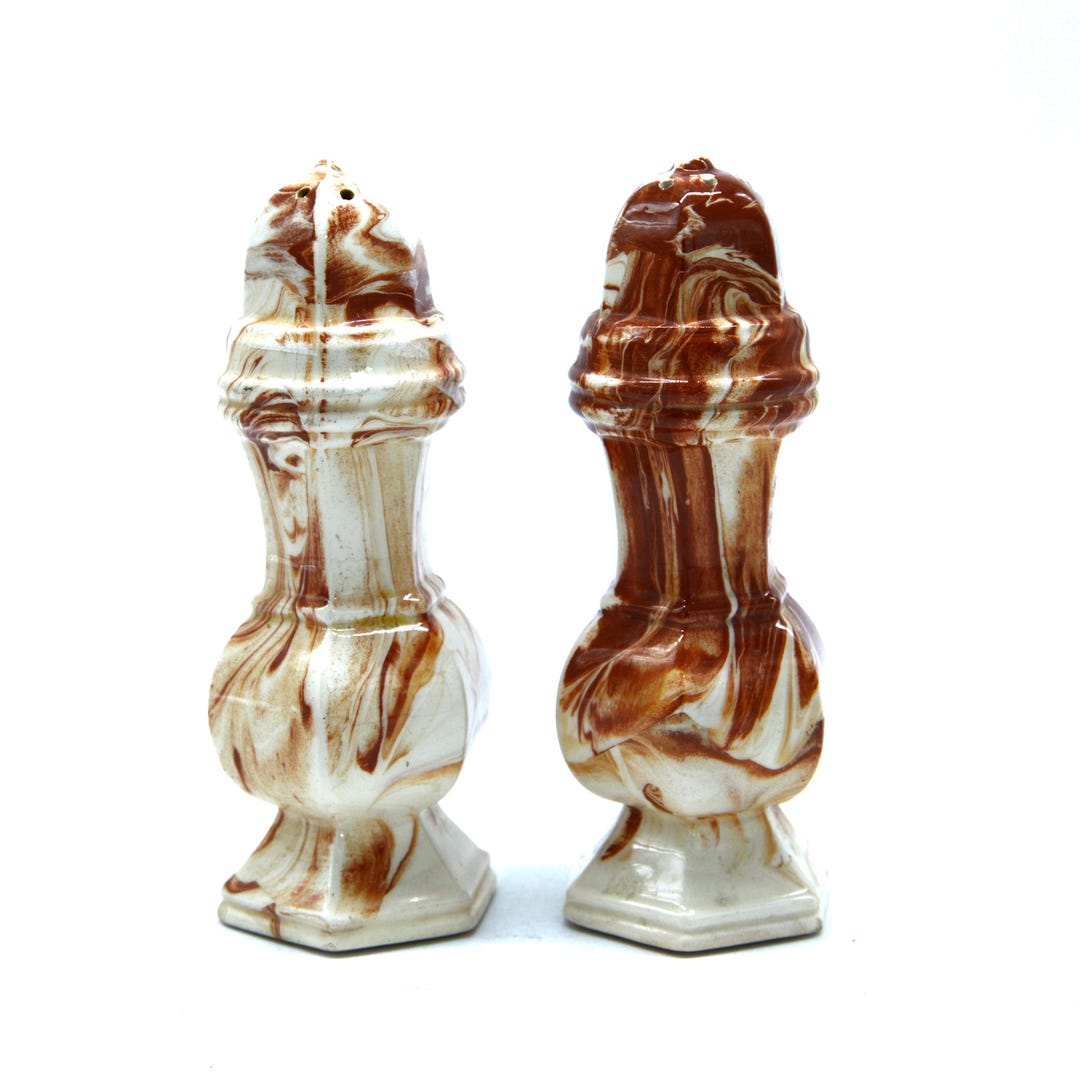 Vintage Alaska Pottery Salt & Pepper Shakers, Marbled Kitchen Decor ...