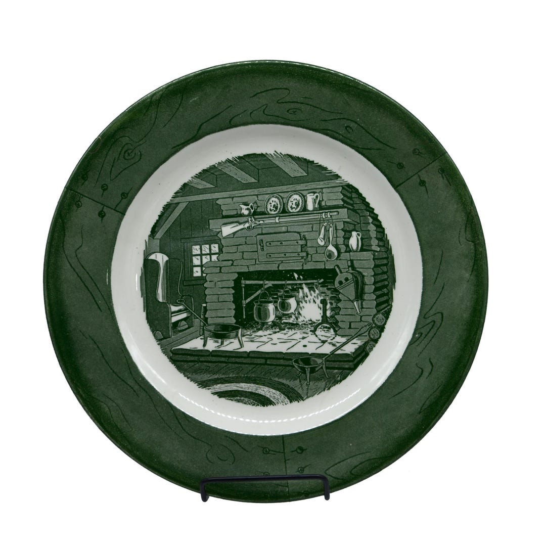 Vintage Colonial Homestead Royal China Plate, Rustic Americana Cabin ...