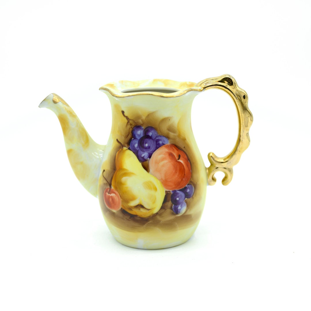 Enesco Mini Teapot Pitcher Fruit Design Tea Pot Miniature Tea Sets Gold ...