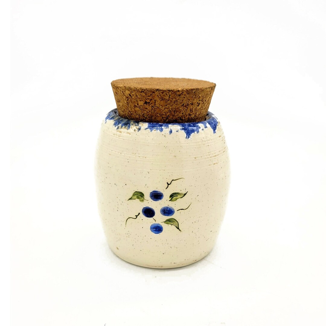 Kenwood Pottery Blueberry Canister, Small Maine Pottery Jar With Cork ...