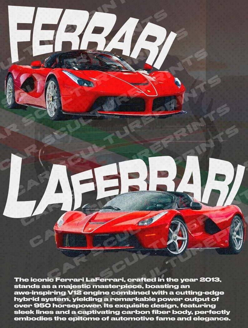 Vintage Ferrari Laferrari Car Poster - Classic Car Wall Art - Retro ...