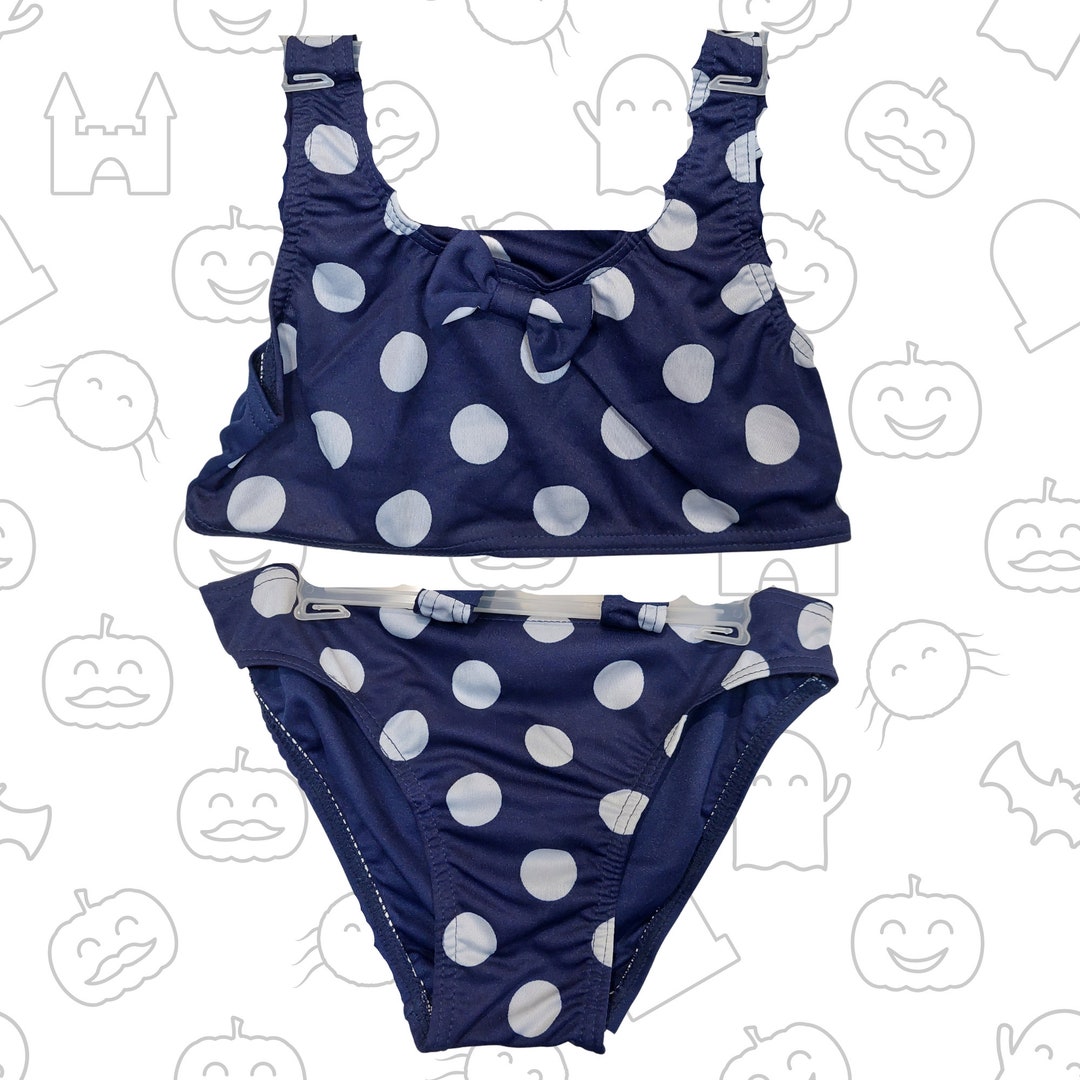 Navy Blue & White Polka Dot Bikini Two Piece Children's Swimsuit Set - Etsy