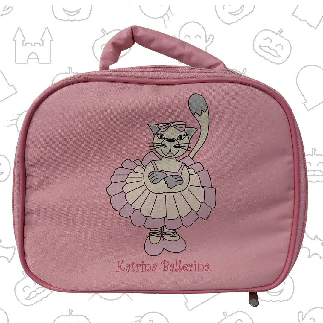 Ballet Pink Katrina Cat Printed Children's Zipped Vanity Lunch Case Bag ...