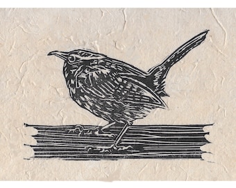 Wren Wren, Original Linocut, Hand-pulled Print, Jenny Wren, Bird ...