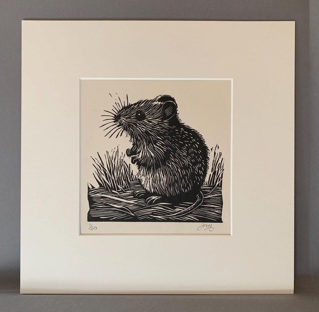 Meadow Visitor, Limited Edition Linocut Print of a Field Mouse - Etsy