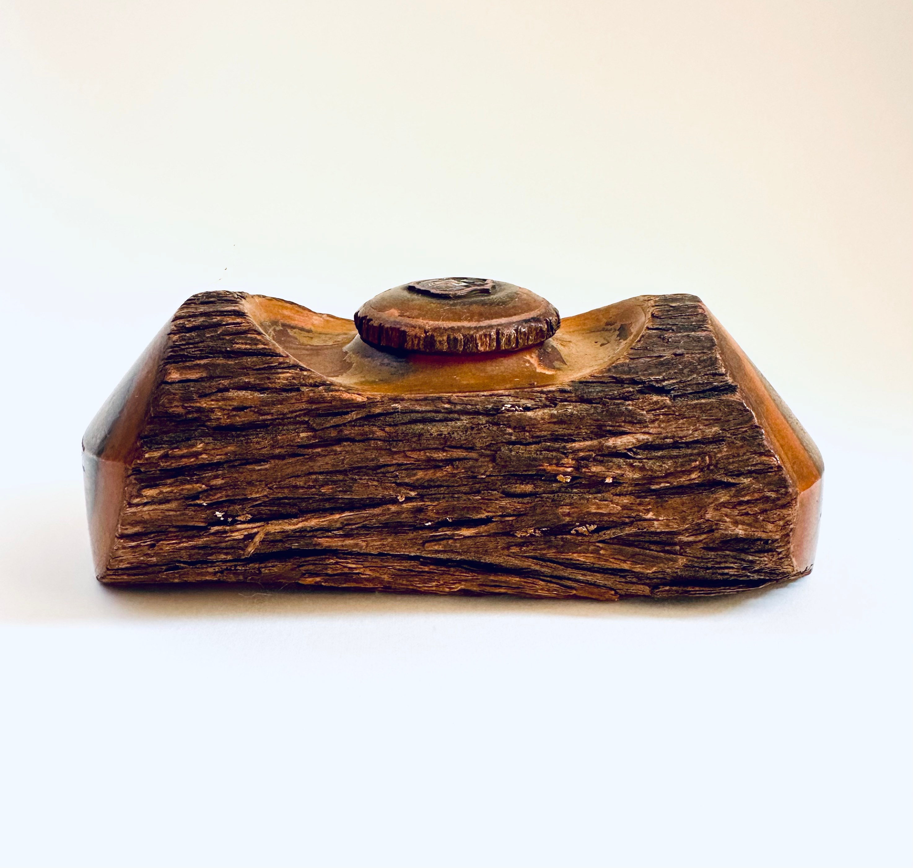 Vintage Australian Solid Wood Inkwell - Etsy