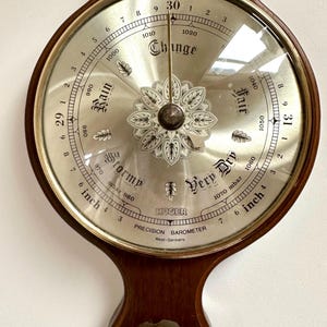 Antique West-germany Made. Solid Oak Barometer With Thermometer Scale ...