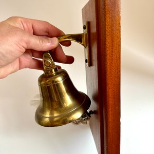 Brass Wooden Mounted Bell Engraved J.devlin Plaque Approx. 26cm X 12cm ...