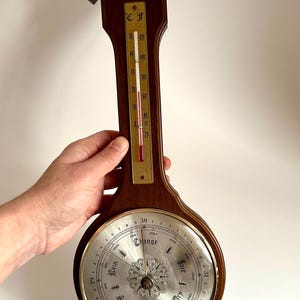 Antique West-germany Made. Solid Oak Barometer With Thermometer Scale ...
