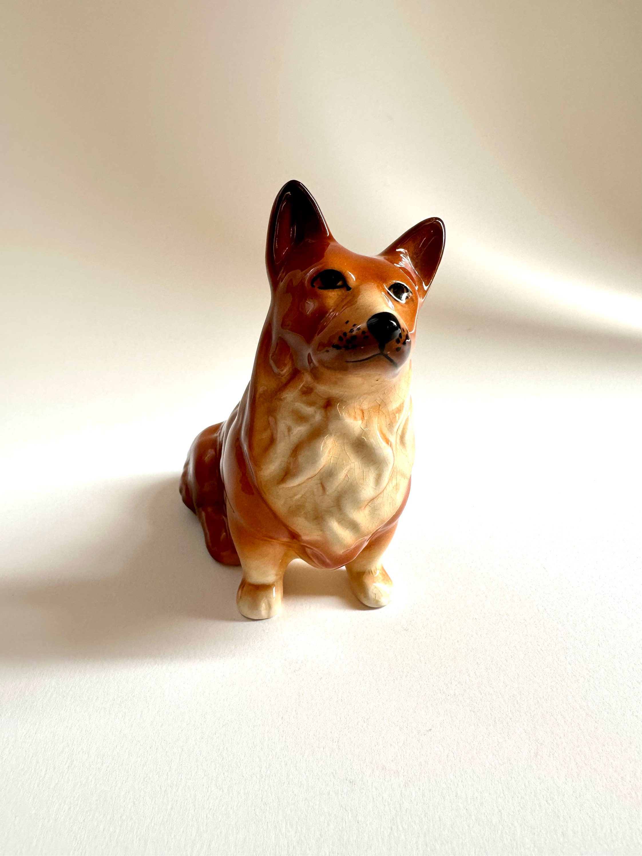 Vintage Dog Figuirne Corgi Fine Porcelain Dog Ornament Collectable ...