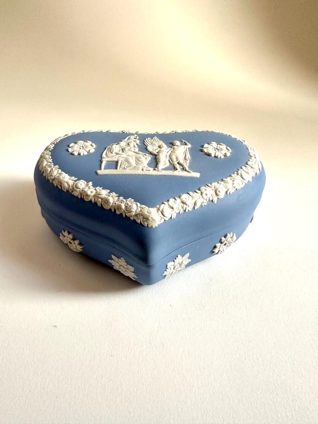 Wedgwood Light Blue Jasper Ware Heart Shaped Trinket Box Roman Theme - Etsy