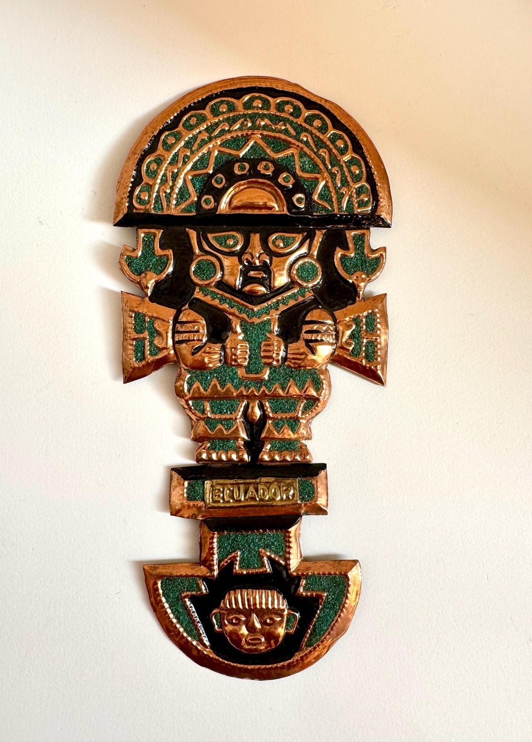 Tumi Copper Incas God Wall Decoration With Turquoise - Etsy