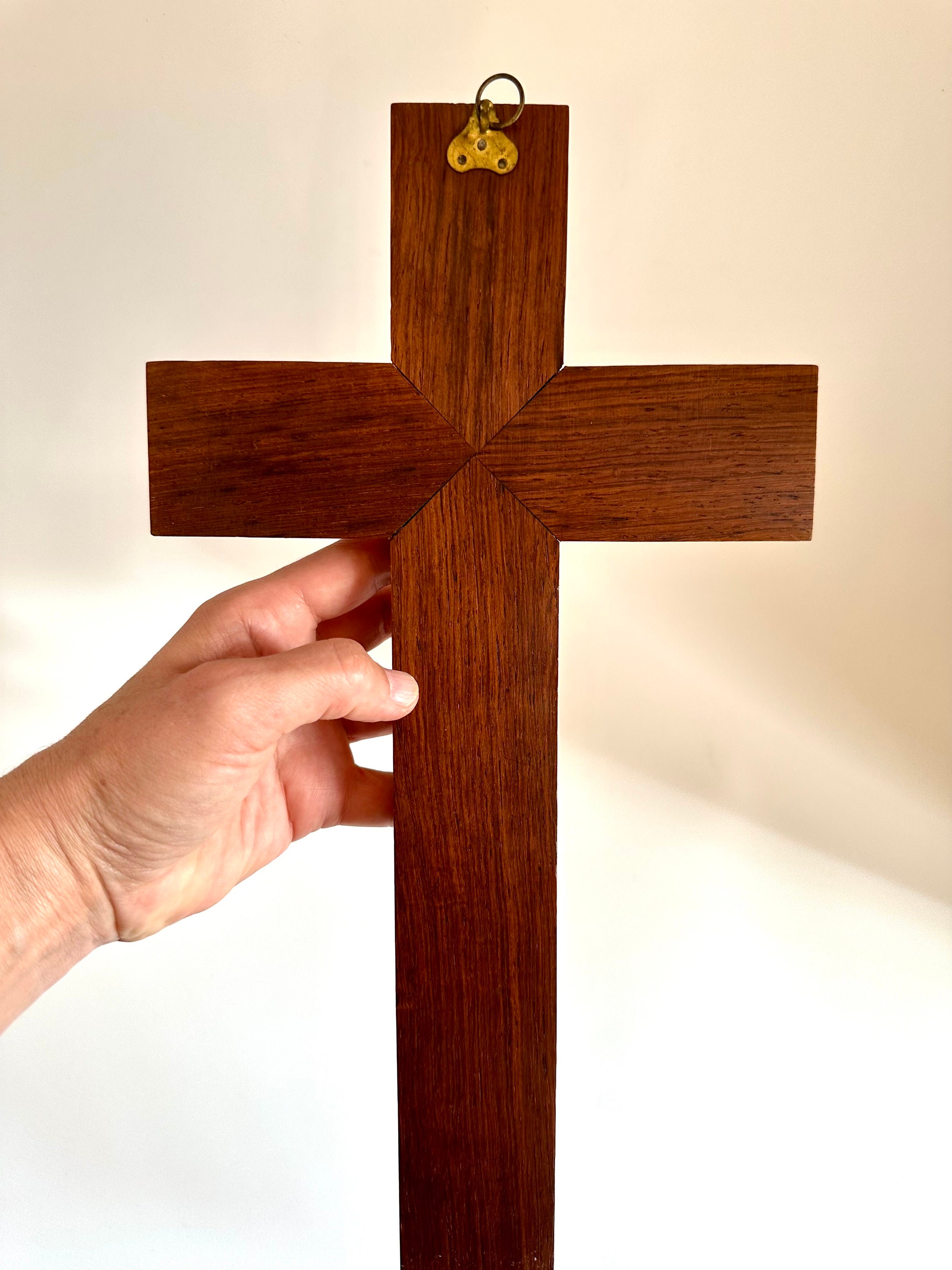 Wooden Mounted Crucifix Parquetry Effect Inlaid Approx. 35cm - Etsy
