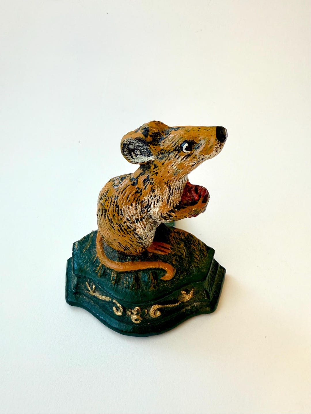 Antique Cast Iron Small Mouse Door Stop, Decorative Vintage Painted Art ...