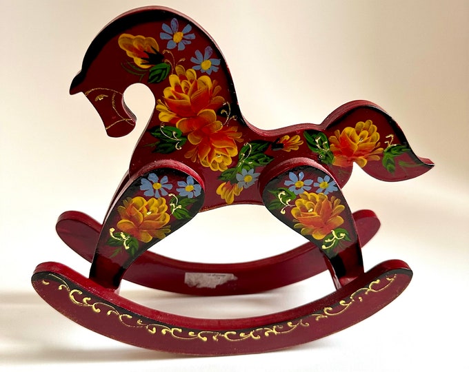 Vintage Russian Hand Painted Wood Lacquer Rocking Horse- 21cm Length - Etsy
