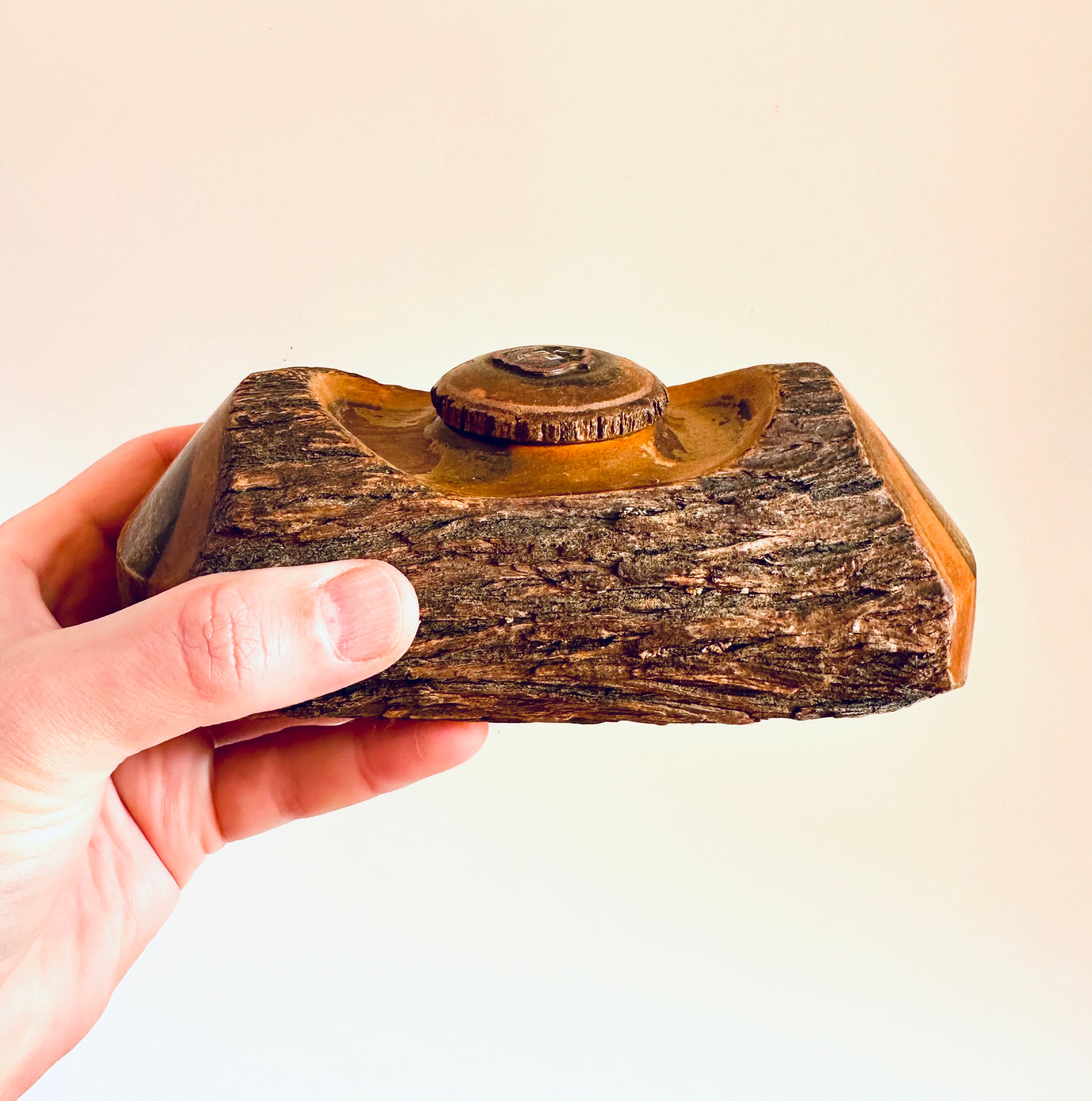 Vintage Australian Solid Wood Inkwell - Etsy